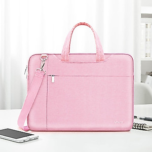 Ferkurn Laptop Bag Case Women Men Computer Sleeve with Shoulder Compatible with HP Envy Pavilion/Inspiron/Thinkpad/Vivobook/MSI/Surface,Waterproof Briefcase with Handle, Pink, 17 17.3 Inch