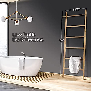 Happy House Habits Blanket Ladder, 5-Tier Towel Rack, Wall-Leaning Blanket Rack, Decorative Display Ladder Shelf, Living Room, Bedroom, Durable Decorative Ladder for Blankets with Additional Shelf