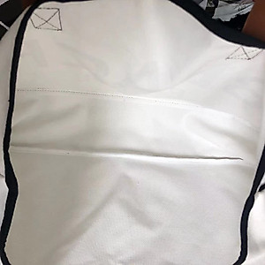 Santa Barbara Design Studio Tote Bag Hold Everything Collection Black and White 100% Cotton Canvas with Genuine Leather Handles, Large, Beach Please