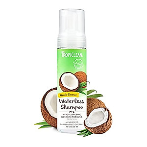 TropiClean Hypoallergenic Waterless Dog Shampoo | Dry Shampoo for Dogs With Sensitive Skin | Natural Dog Shampoo Derived from Natural Ingredients | Cat Friendly | Made in the USA | 7.4 oz