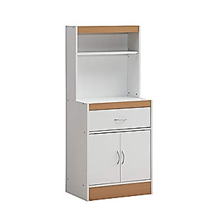 Hodedah Tall Open Shelves Kitchen Cabinet, White
