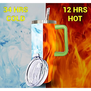 RAHATBEE 40 oz Tumbler with Handle and Straw Lid, 100% Leak-Proof Travel Coffee Mug, Reusable Stainless Steel Insulated Cup for Beverages, Keeps Cold for 34Hrs or Hot for 12Hrs (LG-Pink)