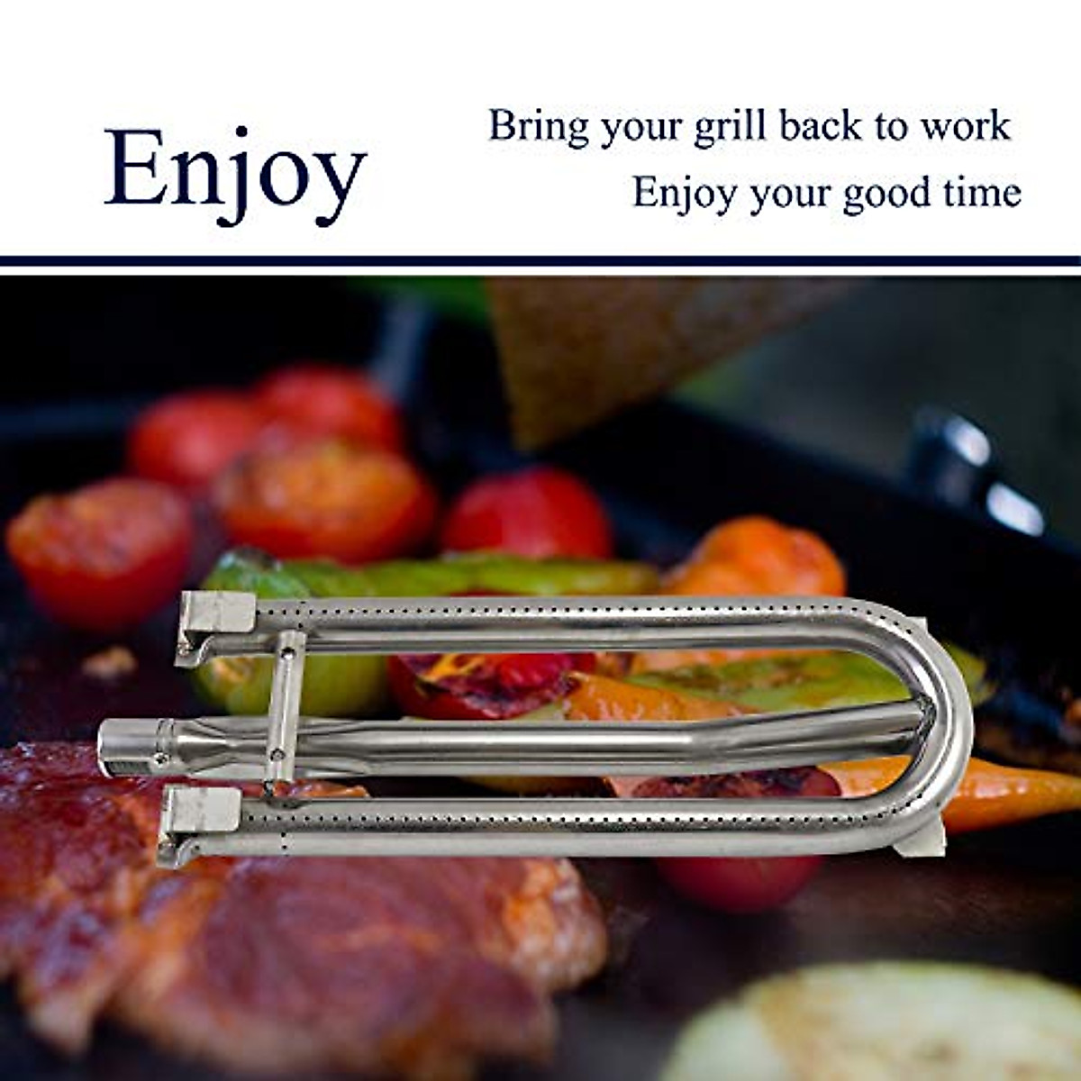 Folocy 19.125” Grill Burners BBQ Gas Grill Replacement Parts for DCS 27DBQR, DCS 30 BGB30-BQR, DCS 36 BGA36-BQARN, DCS 48 BGA48-BQRL, Brinkmann 810-8905-S 810-8907-S, Stainless Steel Pipe Tube