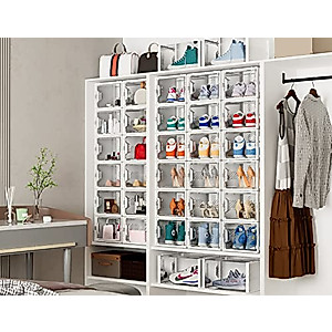 Shoe Storage, 12 Pack Large Shoe Organizer for Closet, Shoe Boxes Clear Plastic Stackable Shoe Storage Boxes for Size 13