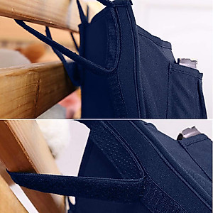 Bunk Bed Organizer, Bedside Storage Caddy Bed Storage Pocket Bedside Organizer Hanging Bunk Organizer for Camp Dorm Room Hospital Bed Rail and More (Navy Blue)