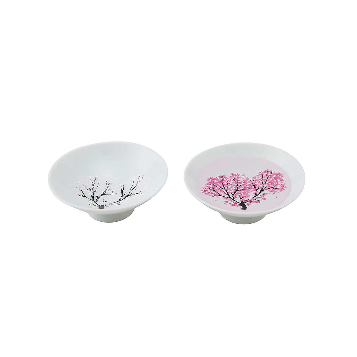 丸モ高木陶器 Japanese Sakura Cherry Blossom Color Changing Sake Cups (Pair), Magical Blooming Sake Cups