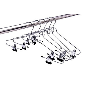 Quality Add-On Pant Skirt Blouse Hanger 60-Pack, Heavy-Duty Add-On Skirt Hangers with Clips, Multi Stackable Add on Hangers, Adjustable Wide Clip Pants Hanger, Chrome (Skirt Hanger - Wide Clips, 60)