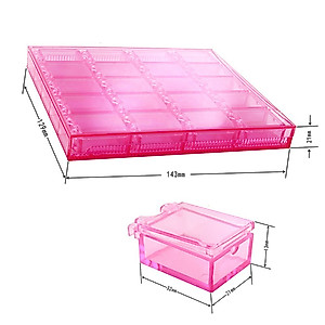 MissLytton Small Storage Box Jewelry Bead Organizer, Clear Plastic Covered Container Box with 20 Removeable Compartment, Perfect for Storing Nail Arts Rhinestones, Small Charms, Earrings, Seeds