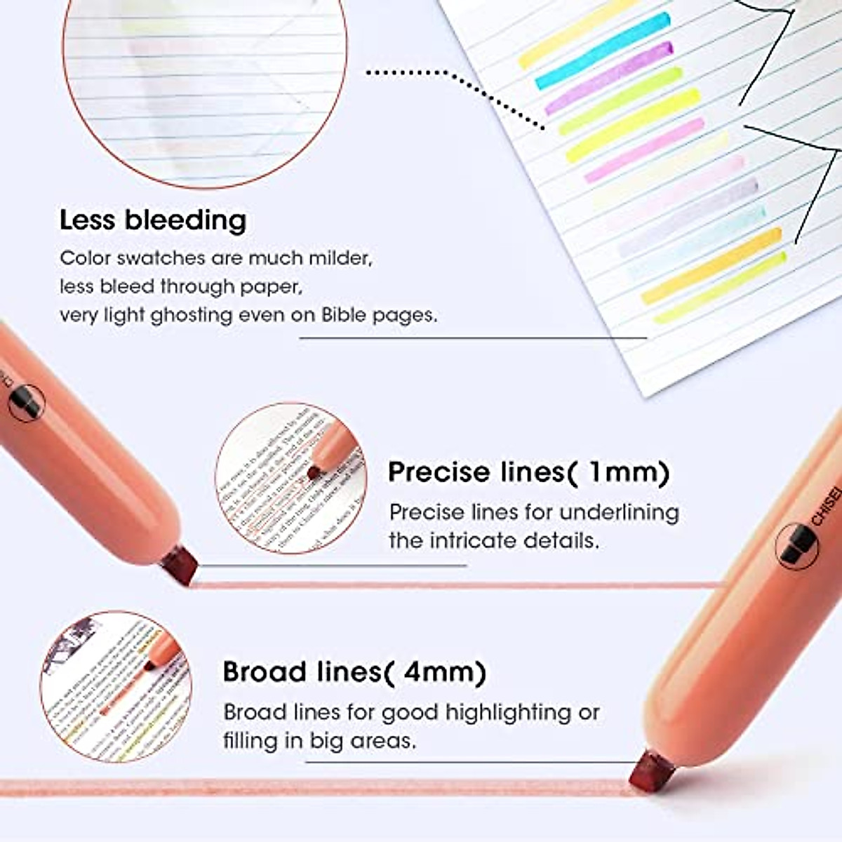 WRITECH Retractable Highlighters - Neutral, No Bleed
