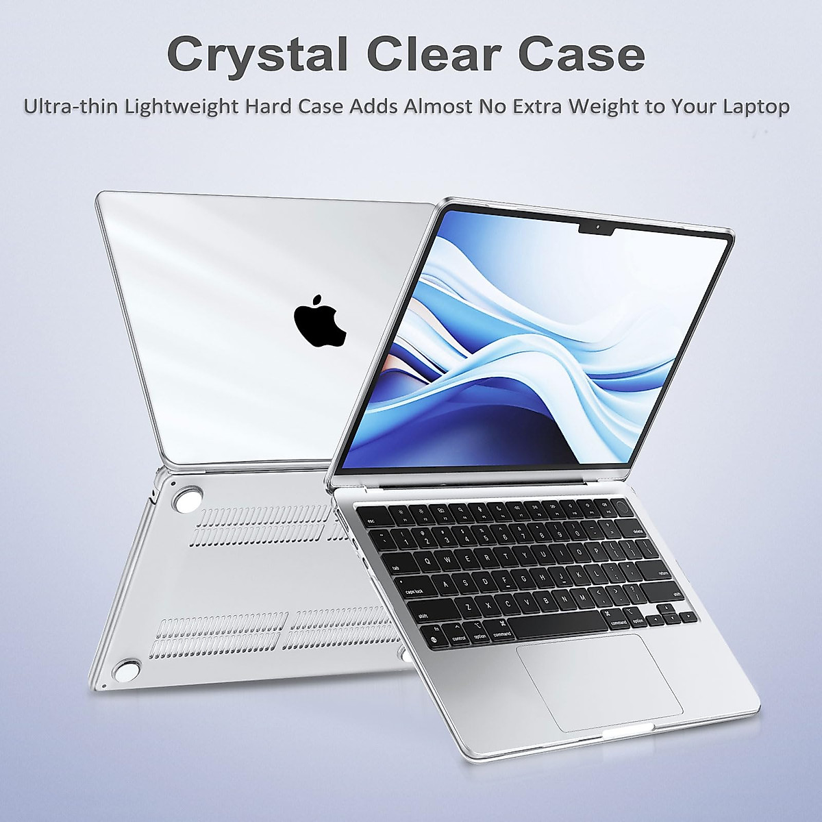 MOSISO Compatible with MacBook Air 13.6 inch Case 2022 2023 Release A2681 M2 Chip with Liquid Retina Display Touch ID, Plastic Hard Shell&Keyboard Cover&Screen Protector&Storage Bag, Crystal Clear