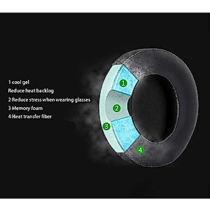 Nari Cooling-Gel Ear Pads defean Ear Cushion Foam Replacement Earpad Compatible with Razer Nari/Nari Ultimate/Nari Essential/Kraken Tournament Edition/Kraken Kitty/Kraken X ，ATH M50X / M40X