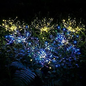 Onlyliua Solar Decoration Lights, Garden Pile Lights, 90 LED Sparklers String Lights for Yard P𝚊thw𝚊y Decorations Valentines Day Decor(Shape Can Be Changed Manually)