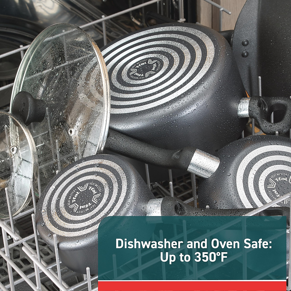 T-fal Initiatives Nonstick Fry Pan Cookware Set, 2-Piece, Black