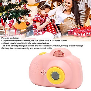 Kids Selfie Camera, 8MP 1080P 2.4in Screen 32G Micro Storage Card 1020mAh Large Battery Digital Toy Camera, Auto Power Off Drops Shockproof Autofocus for 3-12 Year Old Kid(Pink)