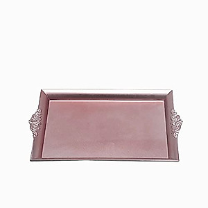 Efavormart 2 PCS - 14"x10" Rose Gold Square Decorative Plastic Serving Trays With Embossed Rims