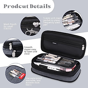 iSuperb Pencil Case Big Capacity Canvas Multifunction 7 Compartment Pen Bag Zipper Stationery Organizer Pouch Square Grid Cosmetic Bag