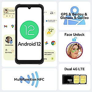 Blackview Rugged Smartphone Unlocked, 2023 BV5200 Dual SIM Unlocked Phones, 7GB+32GB/1TB Expand, IP68/IP69K Waterproof, Android 12, 5180mAh Battery, 6.1" HD+13MP Camera, NFC, Glove Mode, Face Unlock