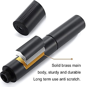 KATAIS Matte Black Solid Brass 2 In 1 Function Handheld Shower Wand Head Combo, High Pressure Round Hand Black Shower Head with 59 Inch Hose and Holder, High Flow