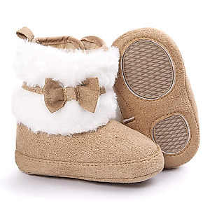 LIVEBOX Baby Boy Girl Boots Newborn Prewalker Toddler Shoes Premium Soft Anti-Slip Sole Warm Winter Boots for Infant (M: 6~12 Months, Khaki 1)