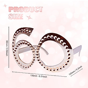 9 Pack Sunglasses & Decorations - Men & Women's Party Eyeglasses for 60th Birthday & Anniversary Celebrations (rose gold)