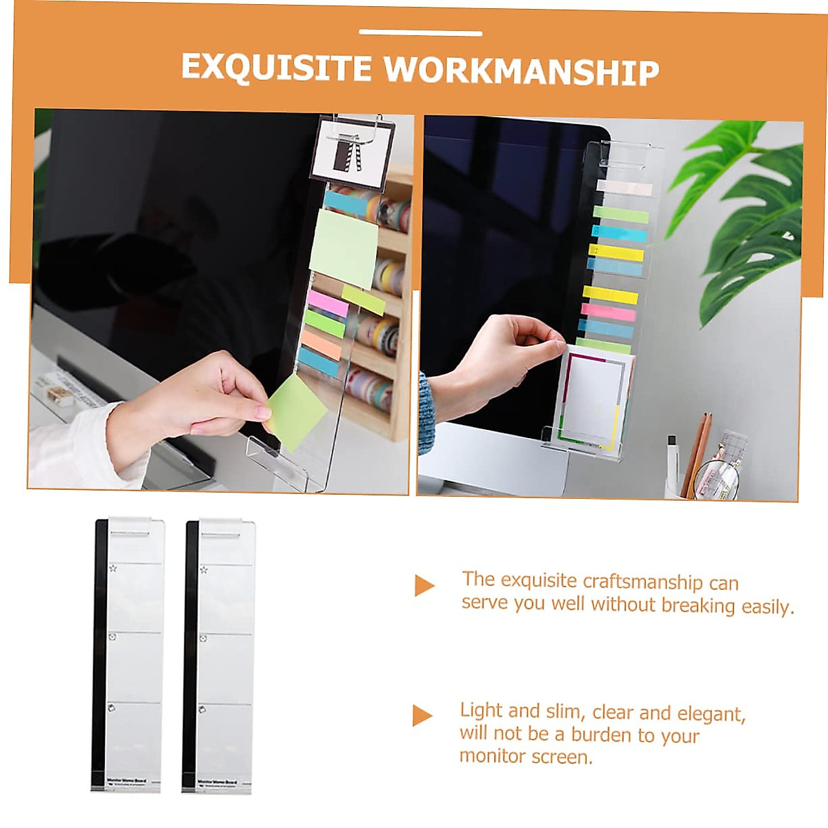 Tofficu Screen Side Memo Board for Computer Monitor Sticky Memo Holder Monitor Memo Pad Office Organizers Memo Boards Strong Adhesive