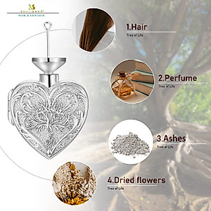 SOULMEET Personalized 10k 14k 18k Solid White Gold/Filled White Gold Tree of Life Cremation Locket Necklace for Ashes, Engraving Tree Urn Locket Necklace that Holds Human Dog Cat Ashes (Custom Name)