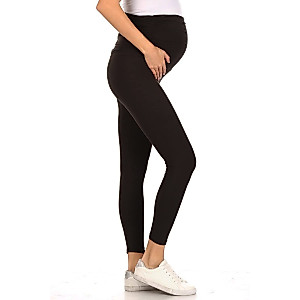 Leggings Depot Women's Maternity Leggings Over The Belly Pregnancy Casual Yoga Tights (Black, X-Large)
