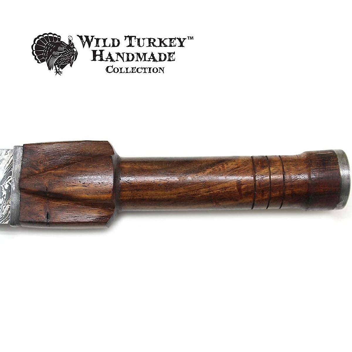Wild Turkey Handmade Damascus Collection Sgian Dubh Durable Fixed Blade Hunting Knife - Genuine Leather Sheath Included (1171)