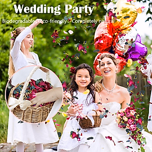 2 QT Dried Roses & Eucalyptus Leaves Mix Petals, 20+ Cups of Natural Biodegradable Confetti, Containing Chrysanthemums Jasmine Cornflowers Flower Girl Baskets, Wedding Parties,Flower Girls