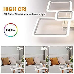 JULINSHUN Modern LED Ceiling Light,95W Remote Control Dimmable Ceiling Lamps,6 Rings White Modern LED Ceiling Light for Living Room, Bedroom, Study, Office