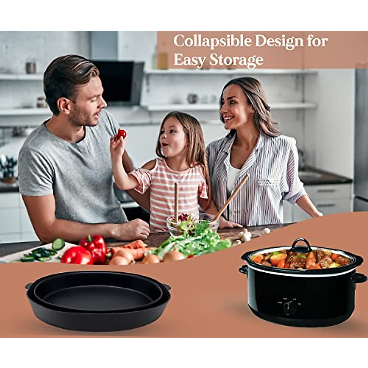 Scrub Guardian - Premium 7/8 QT Oval Silicone Slow Cooker Liners for Crock Pot - Non-Stick, Reusable, Food-grade & BPA Free Silicone, Dishwasher Safe- Fits Large Crock pot 7/8 Quarts - Collapsible Crock Pot Liner for Easy Storage