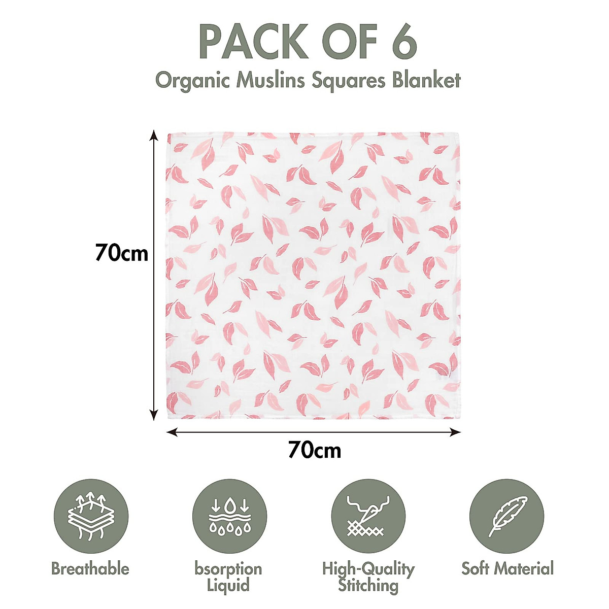 GLLQUEN BABY Receiving Blanket Boy Cotton Muslin Swaddle Blankets Girl Newborn Squares Breathable & Soft Thin Baby Blankets Cloths Double Absorbent Infant Swaddling Wrap - 6 Pack (Flower)