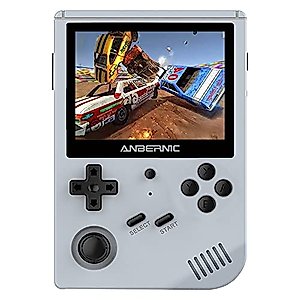 Diketigeey RG351V Handheld Game Console, Open Source System Built-in WiFi Online Sparring 64G TF Card 2500 Classic Games, 3.5inch IPS Screen Retro Game Console (Black) (Gray)