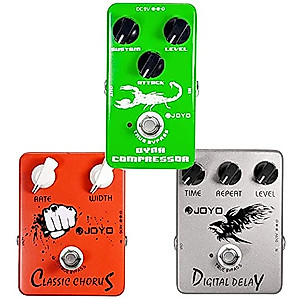 JOYO JF-08 Delay & JF-05 Chorus & JF-10 Compressor Effects for Electric Guitar Most Frequently Combination Budget Pedals in Bundle
