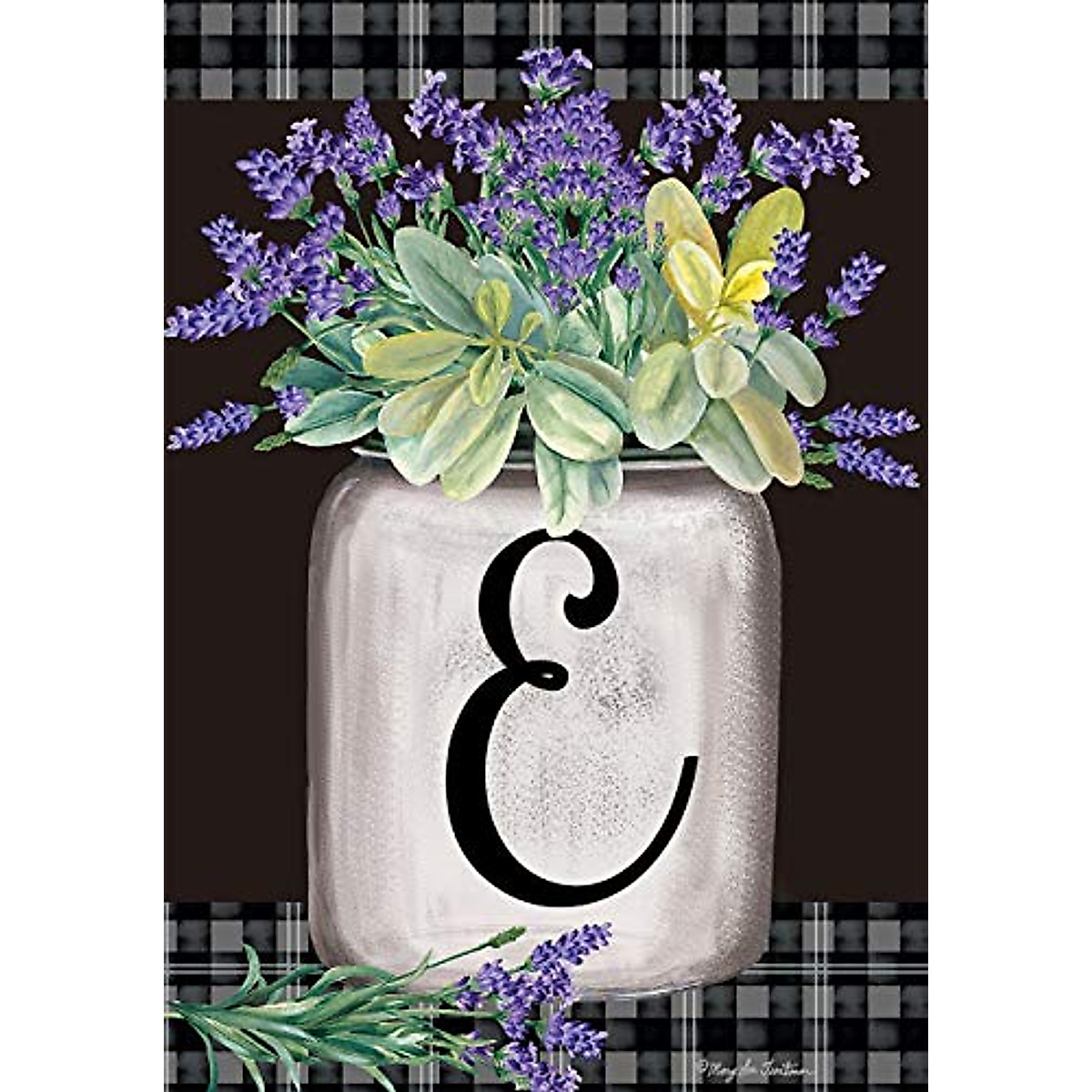 Farmhouse Monogram Letter E Garden Flag Floral Briarwood Lane 12.5" x 18"