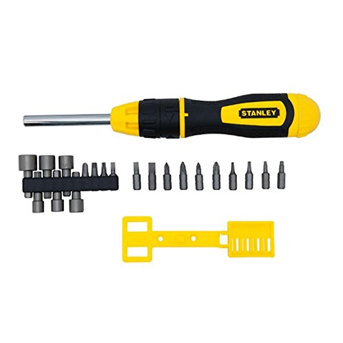 Stanley STHT0-62574 Bit-Screwdriver with 20 Bits and Ratchet, Black/Yellow