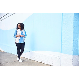 No nonsense Women’s Leggings with Pockets, High Waisted Soft Cotton Leggings, Black, Large