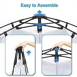 VINGLI 2 Room Shower Tent, 7.5 FT Instant Pop Up Shelter with Carrying Bag, Privacy Changing Room Tent,Perfect for Portable Toilet, Camping, Dressing, Outdoor Indoor, Easy Set Up (Blue)