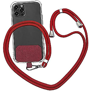 Universal Phone Lanyard with Adjustable Nylon Neck Strap, Crossbody Nylon Patch Phone Lanyards (Red)