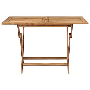 CUSON Garden Table Outdoor with Umbrella Hole | Folding Wooden Patio Dining Table | Foldable Rectangular Table for Backyard, Garden, Poolside, Balcony | Brown Solid Teak Wood 47.2"x 27.6" x 29.5"