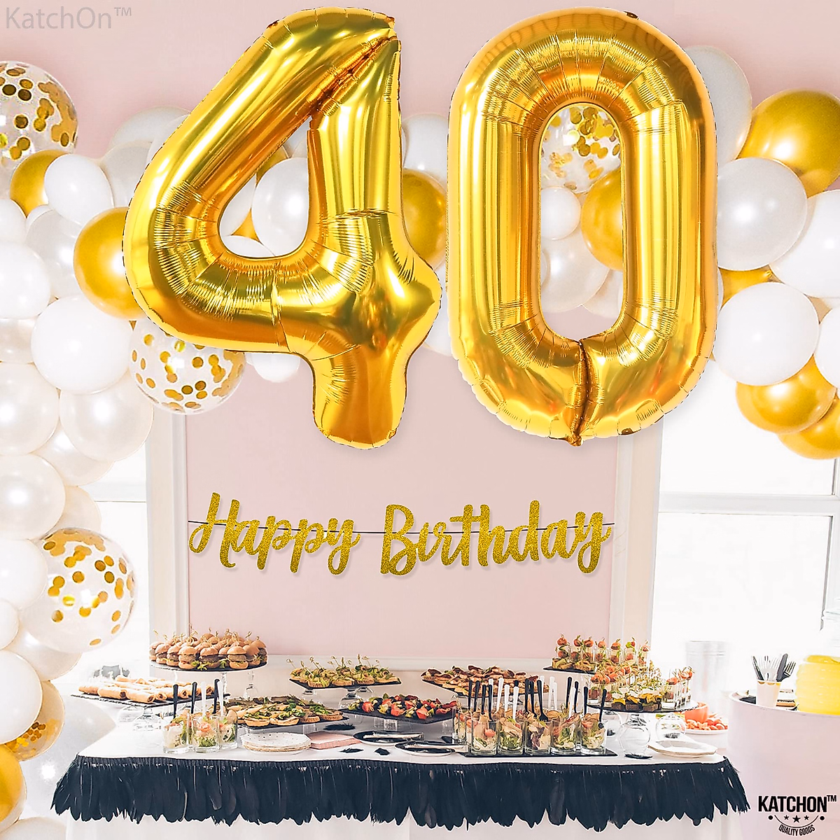 KatchOn, Gold 40 Balloon Numbers - Big, 40 Inch | Gold 40th Birthday Decorations for Men | Gold 40th balloons, 40th Birthday Balloons for 40th Birthday | Happy 40th Birthday Decorations for Women Gold