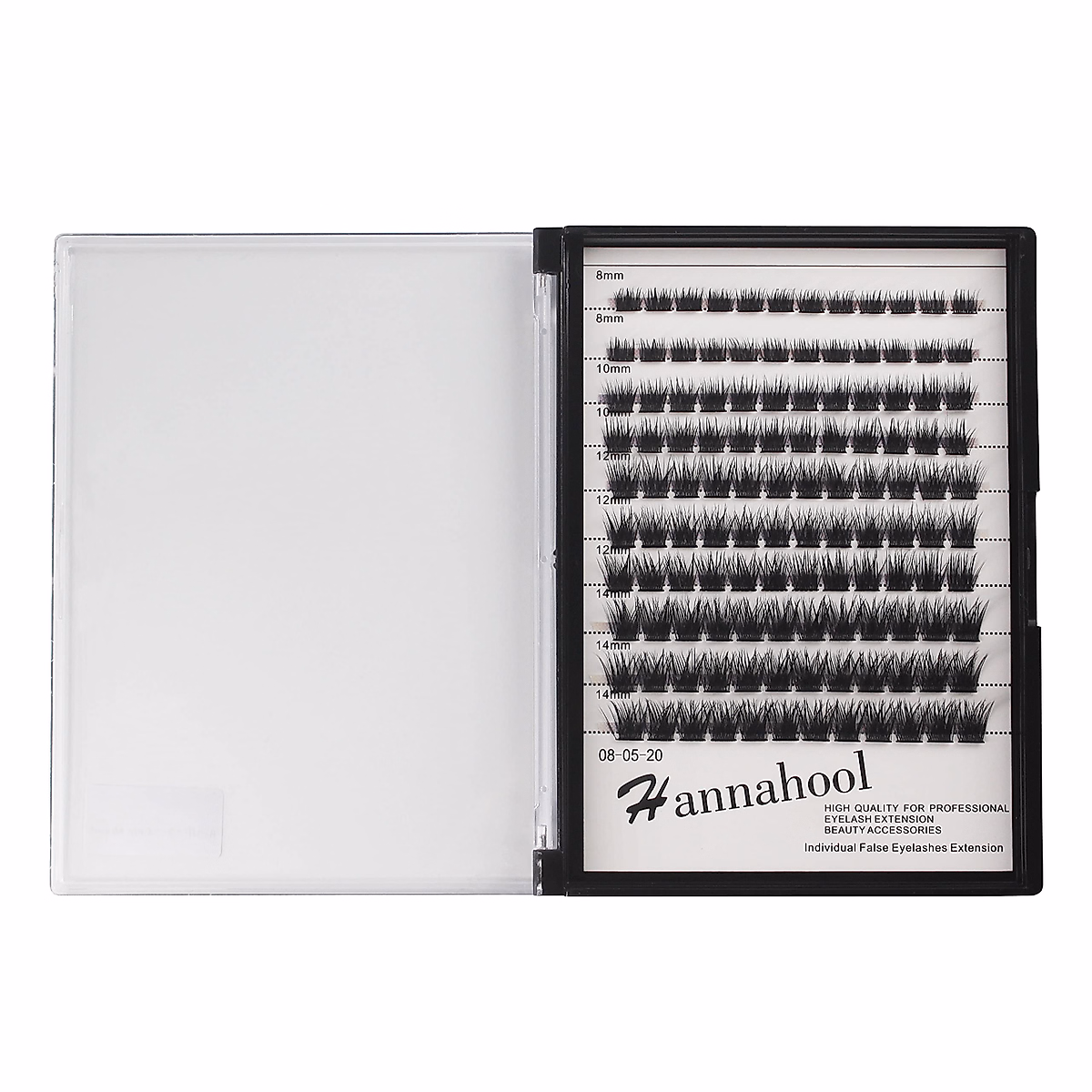 10Rows Mixed 10-12-14-16mm/8-10-12-14mm Individual False Eyelashes D Curl Wide Stem Dramatic Black Makeup Cluster Eyelashes Natural Volume Eye Lashes Extensions (8-10-12-14mm mixed)