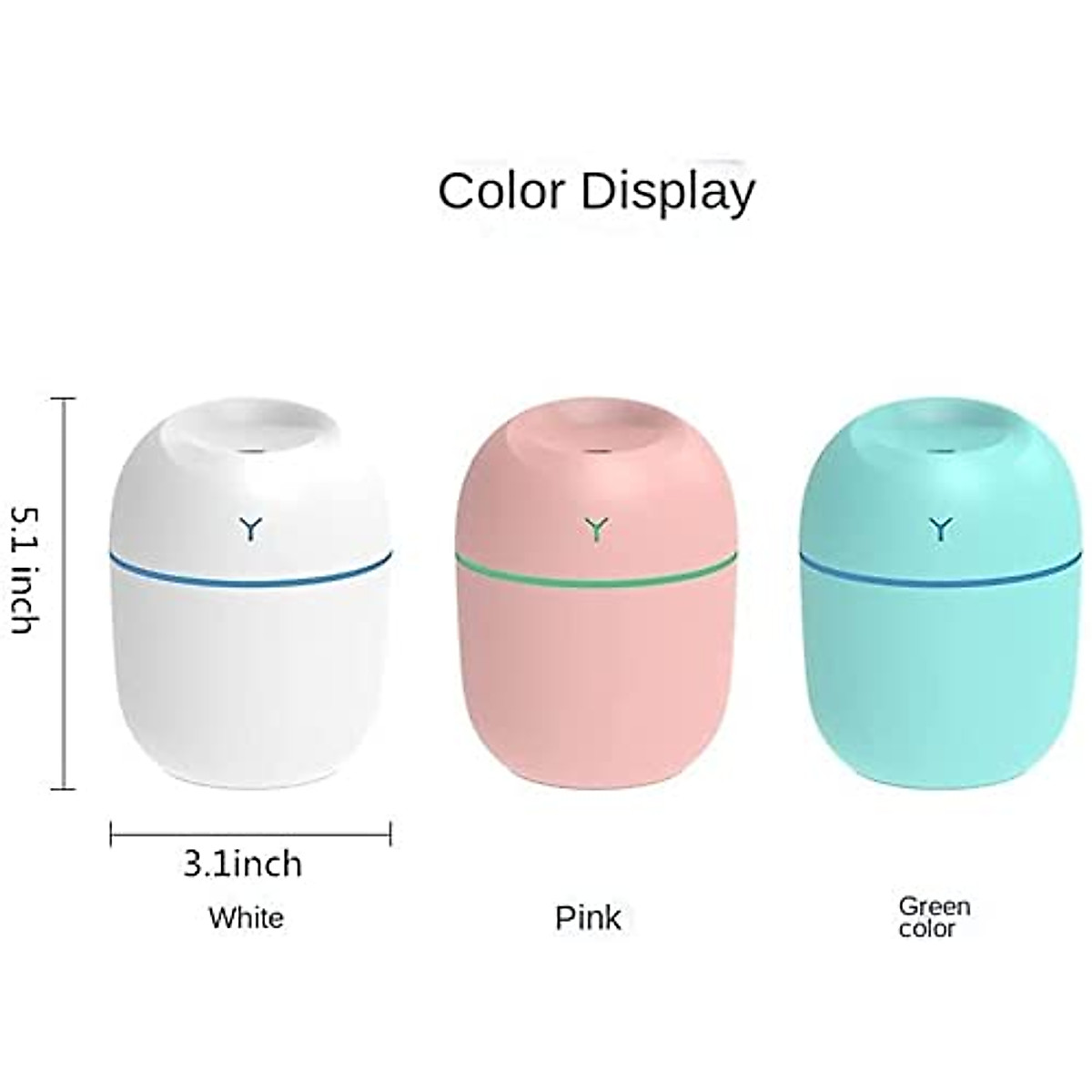 Portable Mini Humidifier, 220ml Small Cool Mist Humidifier, USB Personal Desktop Humidifier for Baby Bedroom Travel Office Home, Auto Shut-Off, 2 Mist Modes, Super Quiet (White)