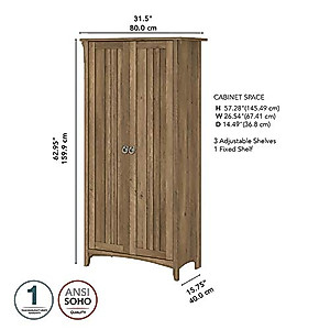 Bush Furniture Salinas Kitchen Pantry Cabinet with Doors, Reclaimed Pine