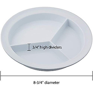 Sammons Preston Partitioned Scoop Dish, Melamine Divided Plate for Kids, Elderly, and Disabled, Divided Sections for Portion Control and Easy Scooping Walls for Limited Mobility, Adaptive Plate, Model:55502