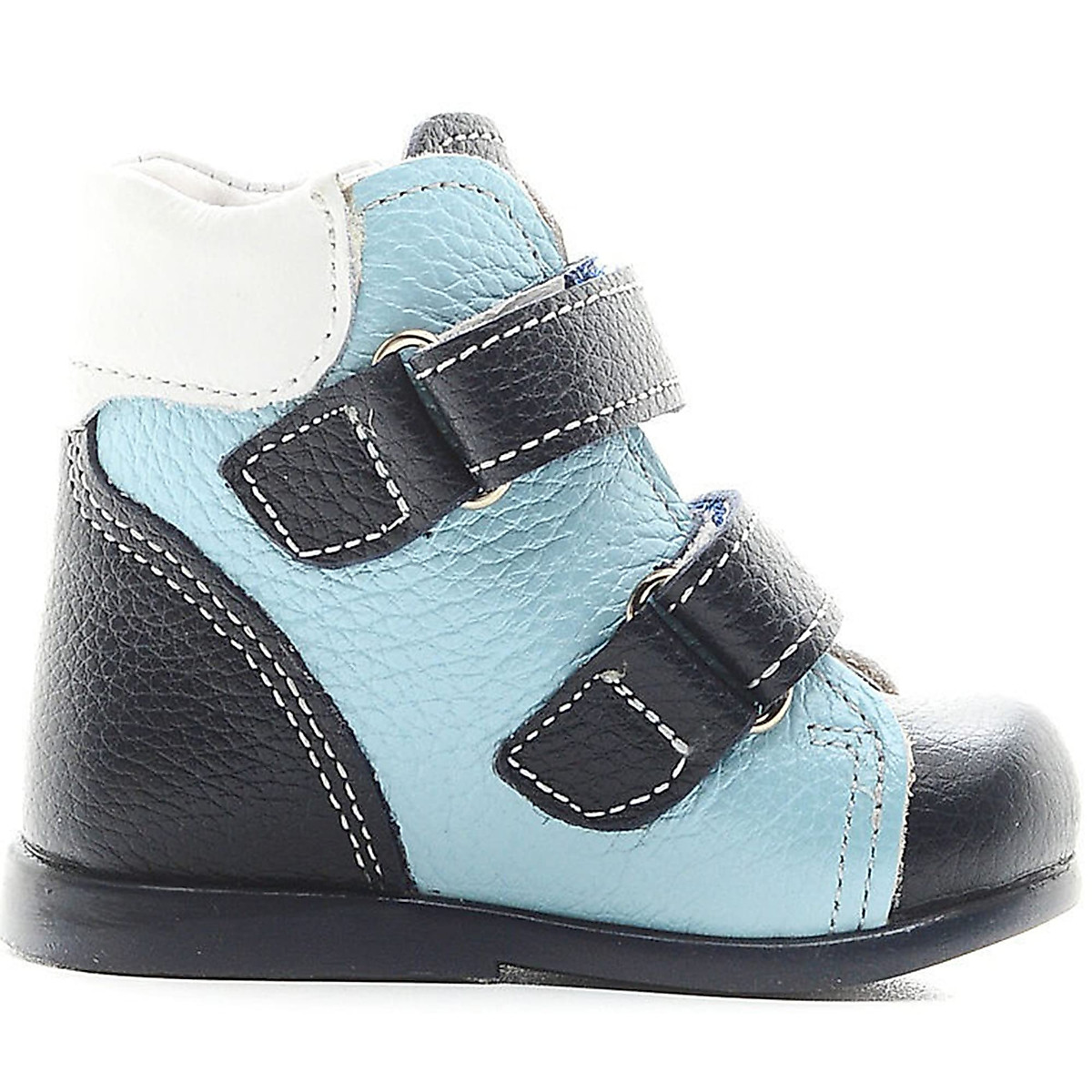 Skorohod Orthopedic Boots 15-141-2 First Step for Boys and Girls Genuine Leather - High Sole - 2 Fasteners (2 Infant, Blue)