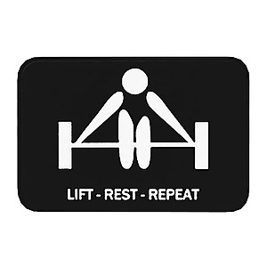 Lift Rest Repeat Weight-Lifting Indoor Doormat Home Entrance Interior Front Door Mat Anti-Slip Rubber Door Front Pad 16x24in