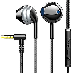 Wired Earbuds with Microphone, Noise Isolating in-Ear Headphones, Earphone Fits 3.5mm Interface for iPad,Mp3/Mp4, Apple iPhone, Android Smartphones (Black)