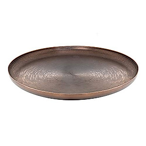 Kate and Laurel Stovring Mid-Century Round Metal Tray, 16 Inch Diameter, Bronze, Modern Tray for Serving, Storage, and Display