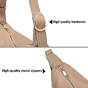 Small Crossbody Bags for Women, Crescent Bag Trendy Shoulder Bag Everyday Dumpling Bag Half Moon Purse for School Casual Travel - Vegan Leather Khaki